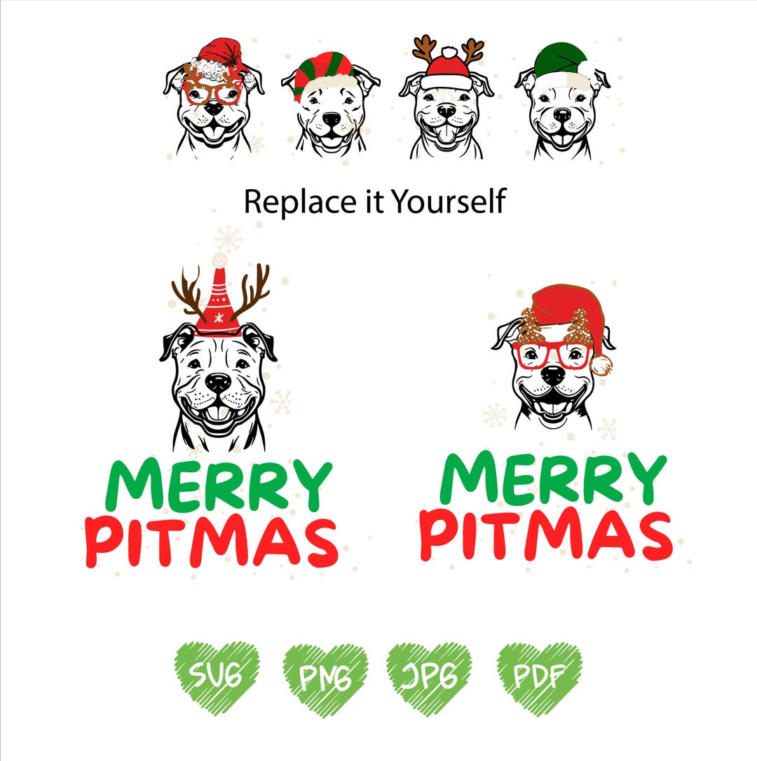 Merry Pitmas Custom Dog Svg Png, Christmas Design, Dog Christmas Png ...