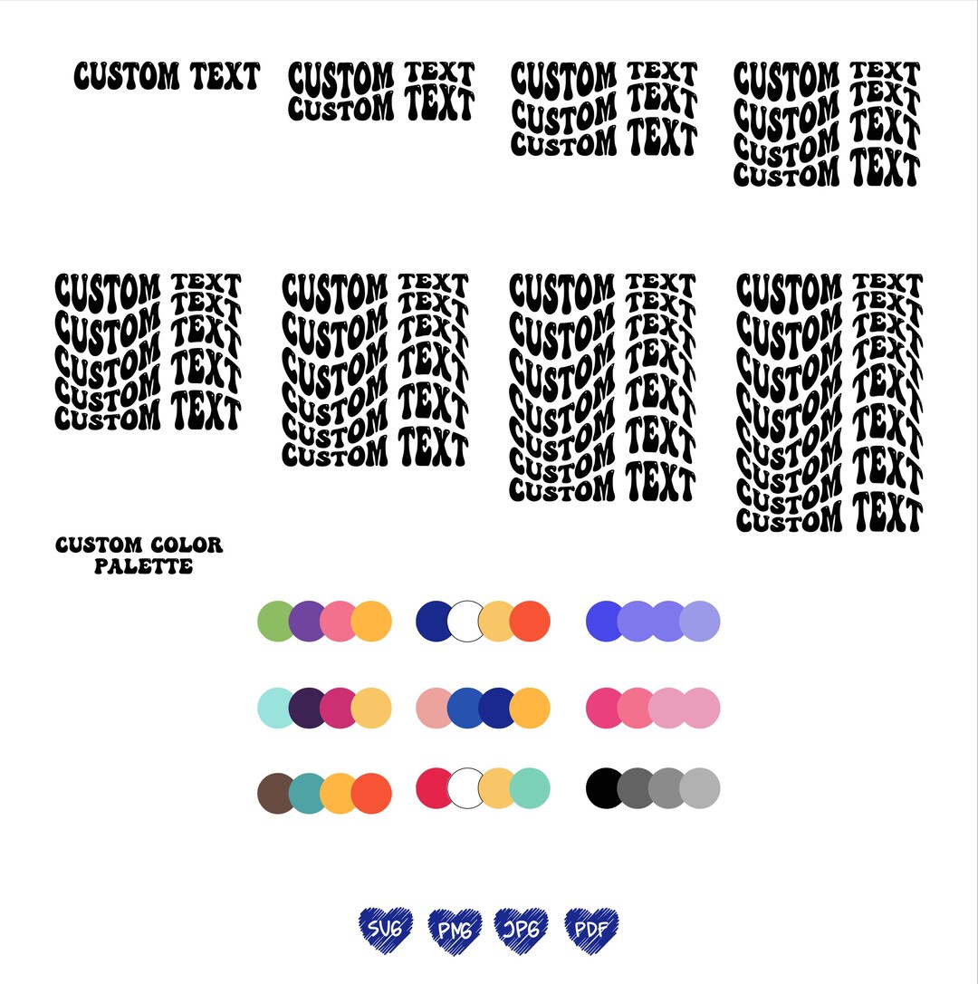 Custom Wavy Stacked Svg Png, Custom Wavy Text Svg, Personalized Text ...