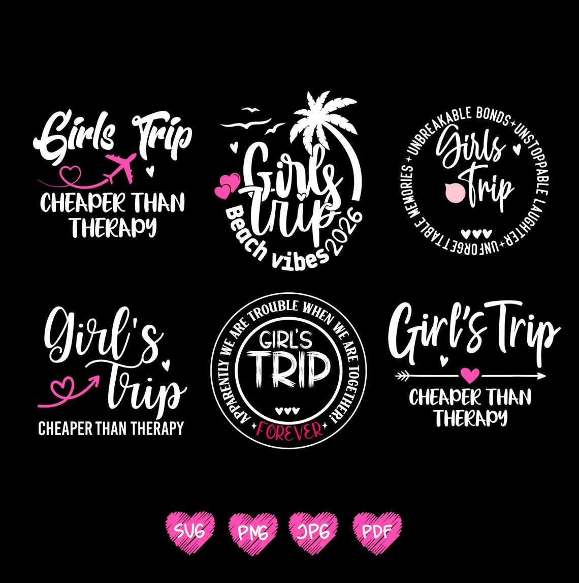 Girls Trip 2026 Png Svg Bundle, Sublimation Summer Trip Vacation Png ...