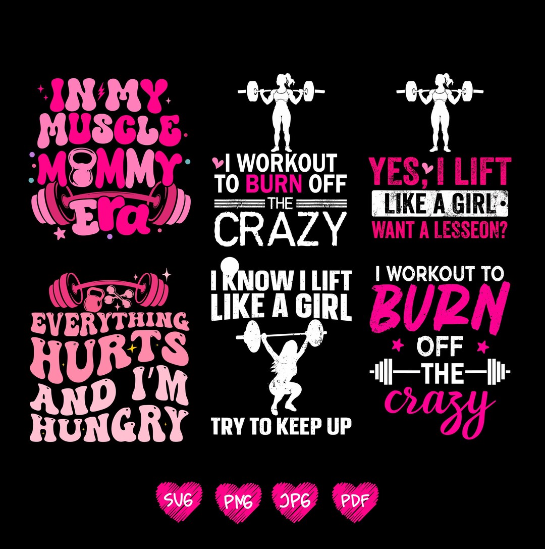Workout Motivation SVG PNG Bundle: Boho Hippie Fitness Design (digital ...