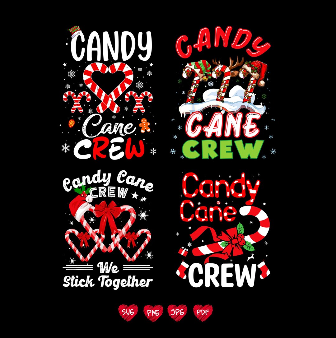 Candy Cane Crew Christmas Png Svg Bundle, Retro Christmas Png, Candy ...