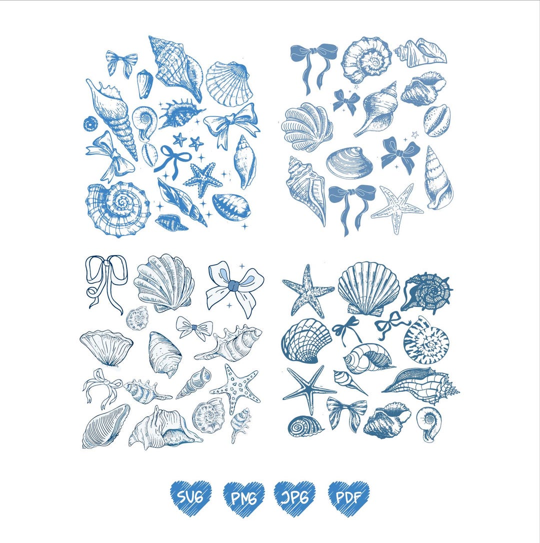 Coquette Seashell Bundle Png Svg, Beach Png, Coastal Png, Summer Vibes ...