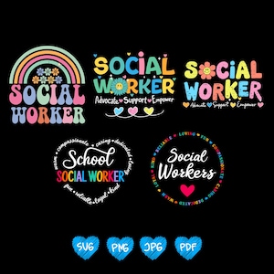 Social Worker Words Bundle Png Svg, Gift for Social Worker Png, Social ...