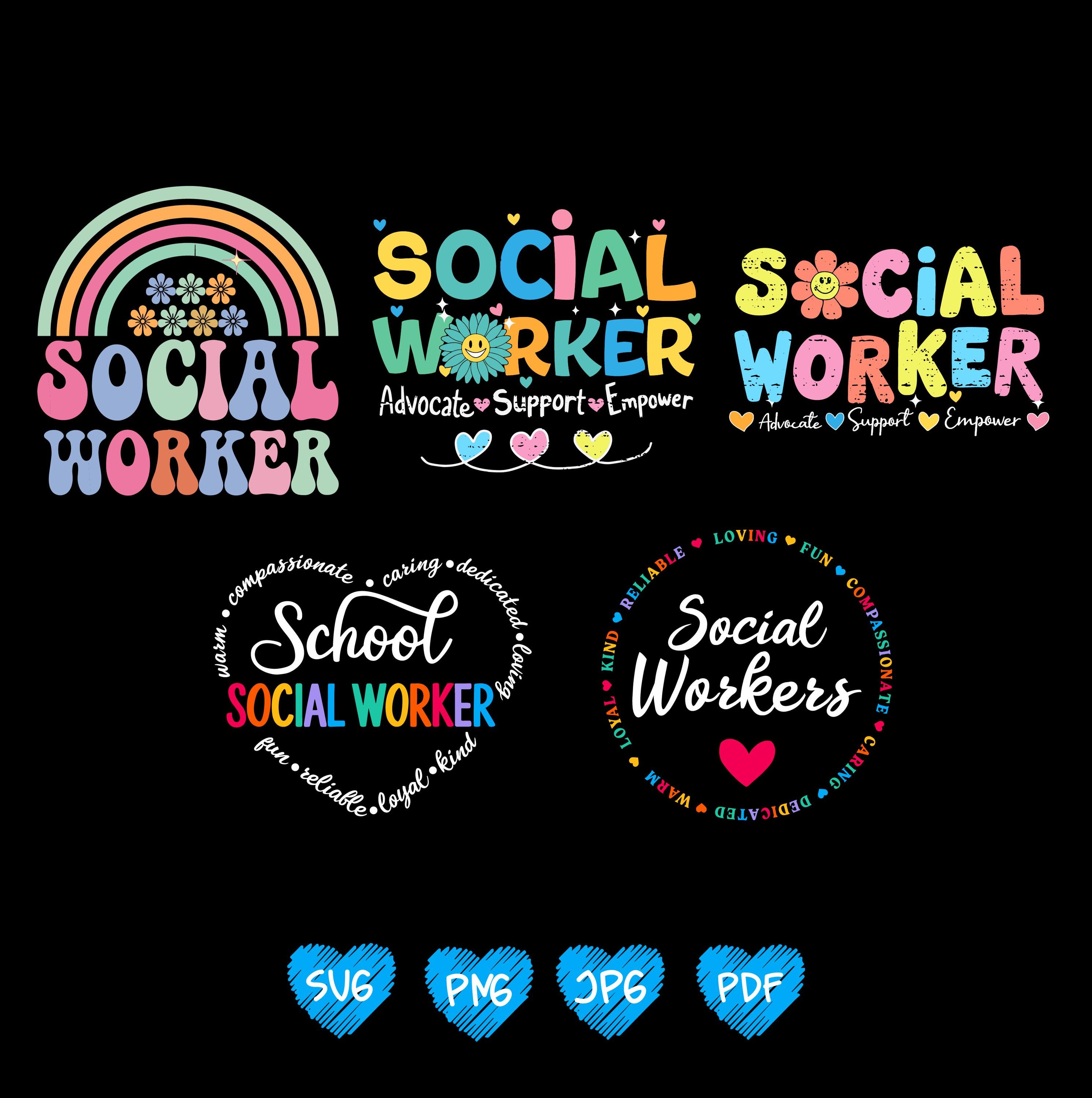 Social Worker Words Bundle Png Svg, Gift for Social Worker Png, Social ...