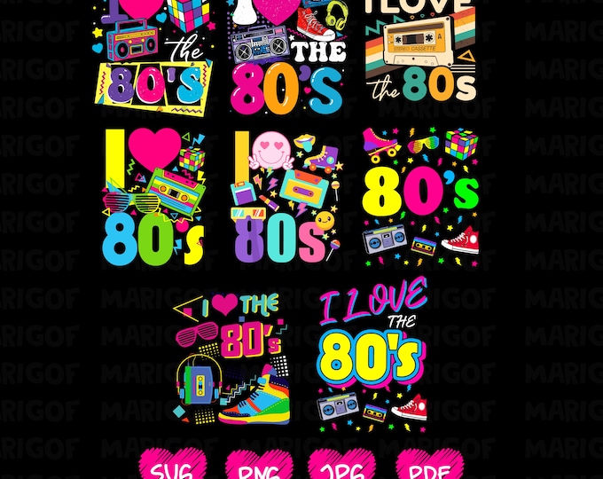 I Love the 80's Png Sublimation Design, Retro Png, Love 80's Png, 80's ...