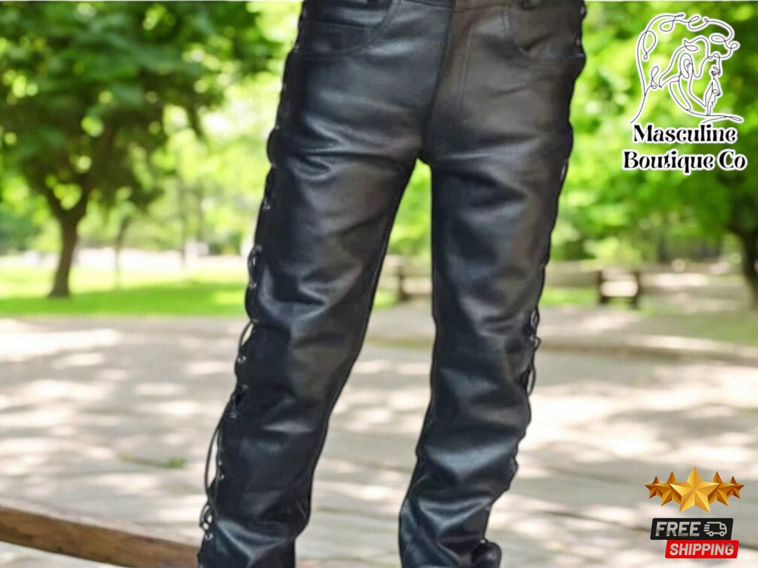 Men's Gothic Leather Pants | Classic Retro Maxi Shirt | Punk Cosplay ...