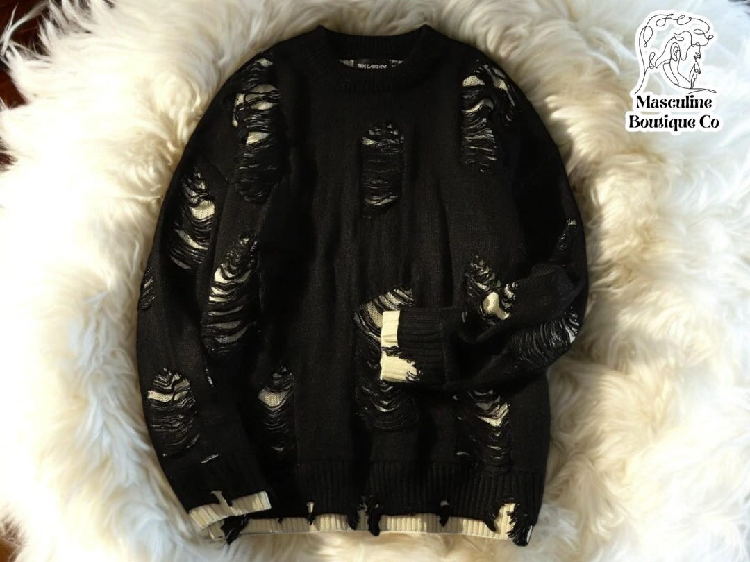 Unisex Ripped Sweater | Loose-fit Pullover Jacket | Fashionable High ...