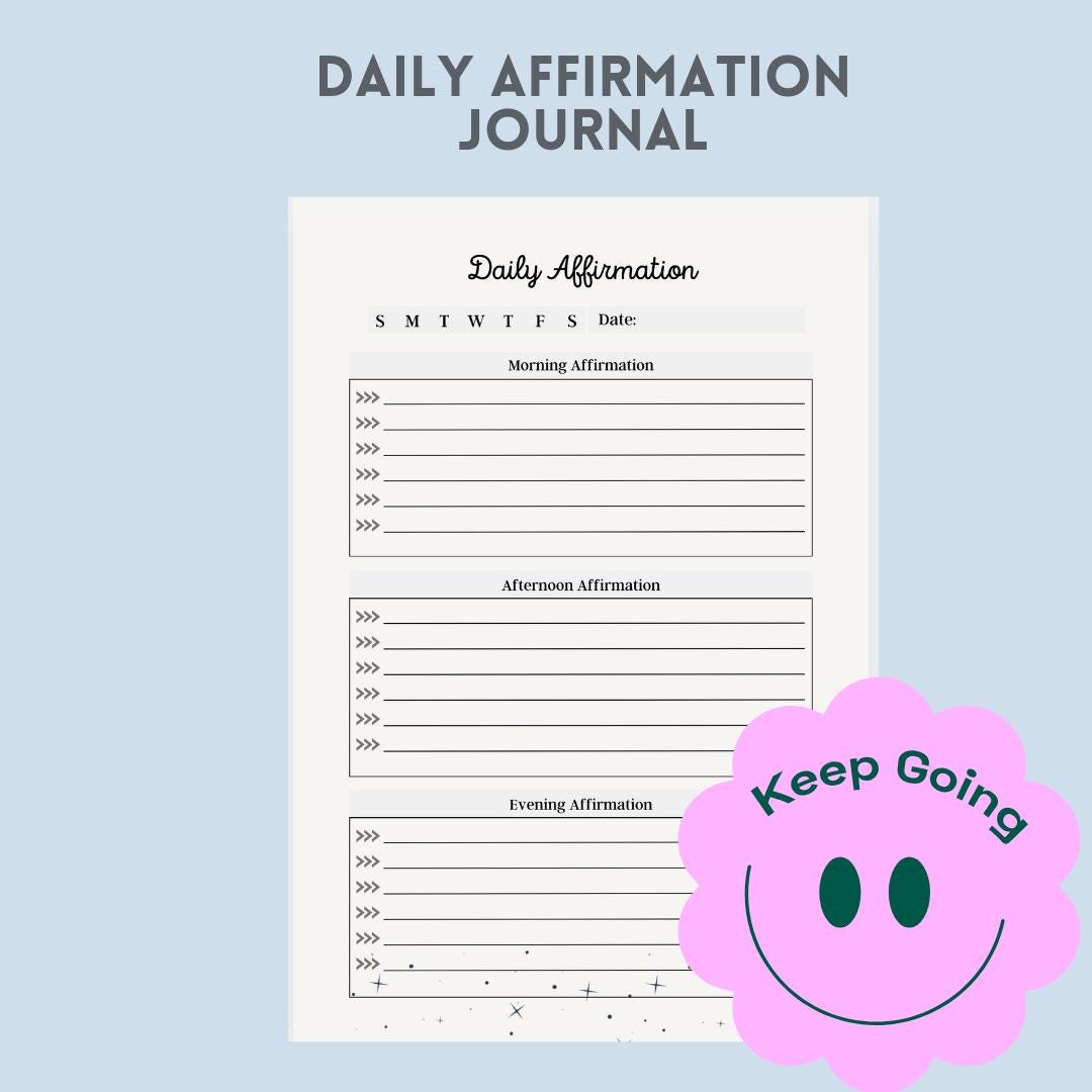 Daily Affirmation Journal Printable | Self-love Workbook (PDF) - Etsy