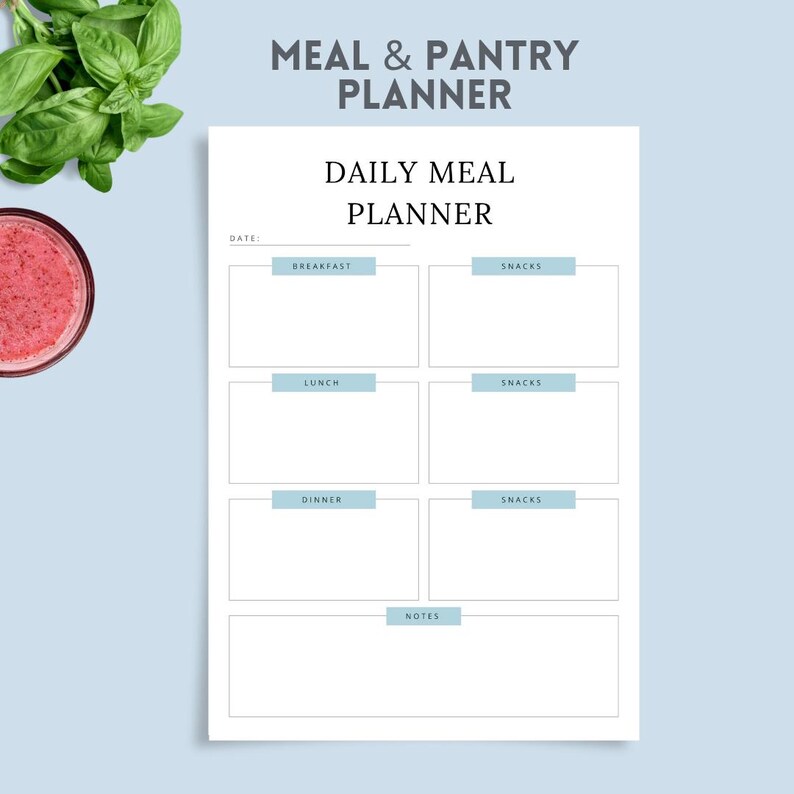 Daily Meal Planner & Pantry Checklist | Printable Meal Planning ...