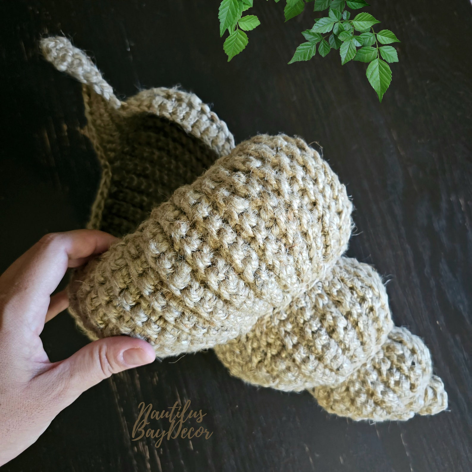 Handcrafted Crochet Twisted Seashell in Beige Jute Twine Coastal Home ...