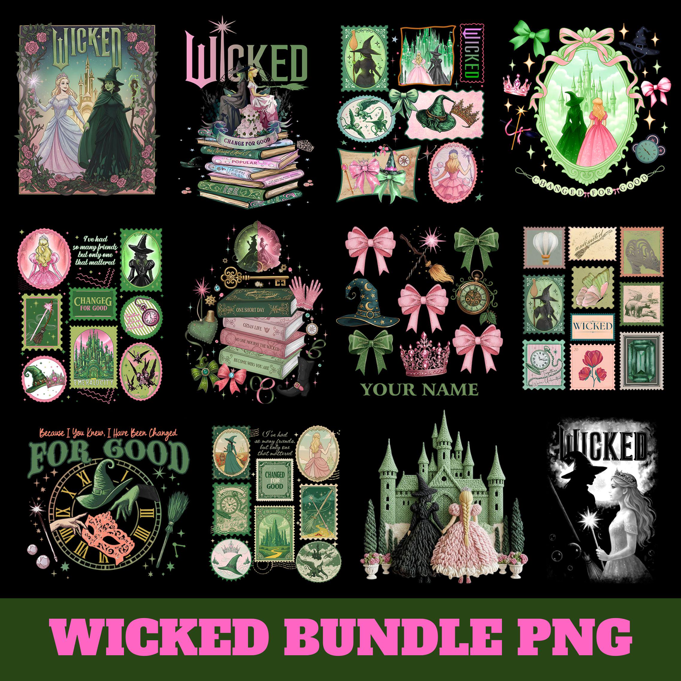 Wicked Movie Png Bundle, Wicked Pink & Green Png, Wicked Movie Coquette ...