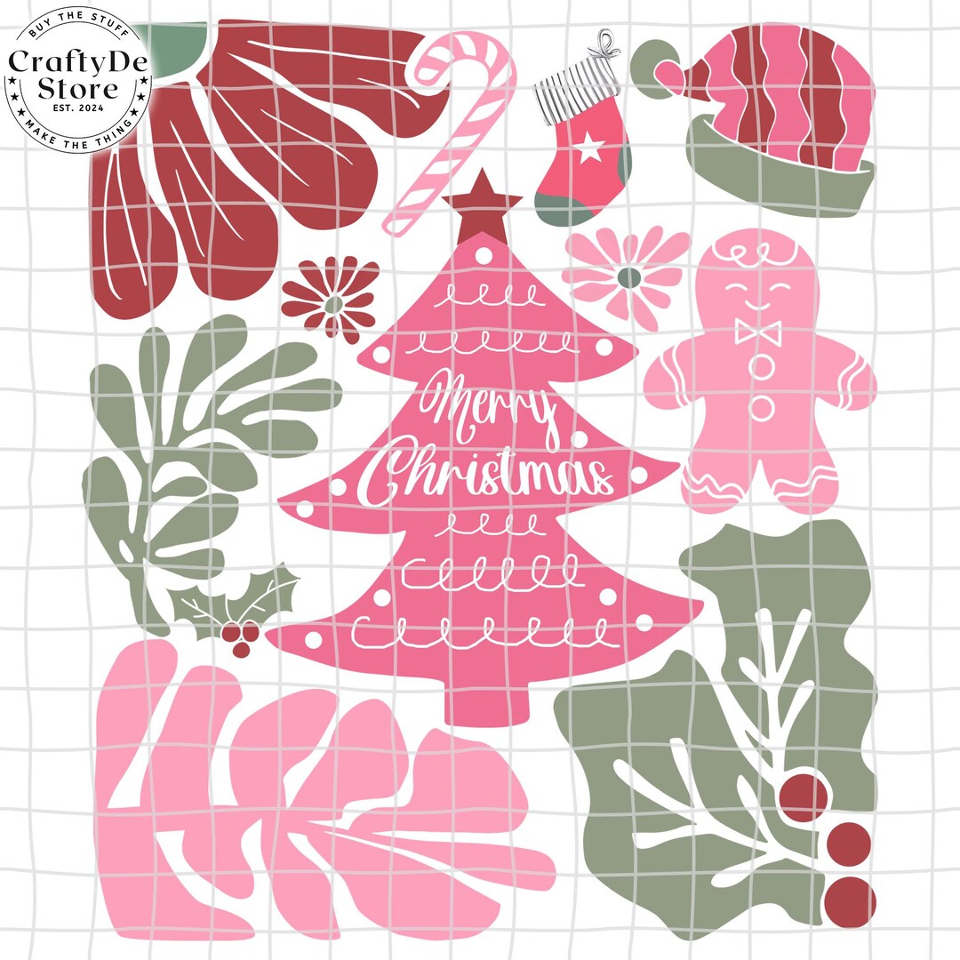 Merry and Bright PNG, Boho Floral Merry Pink Christmas, Girly Christmas ...