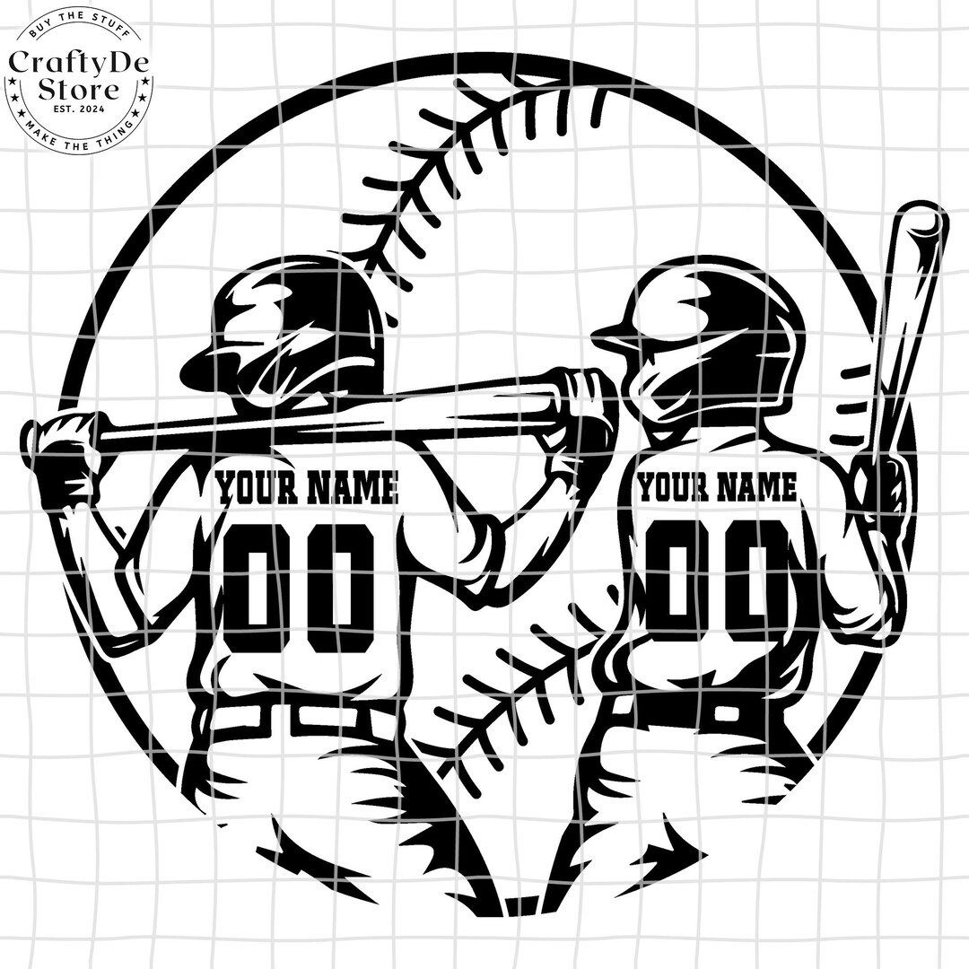 Personalized Name Two Baseball Players PNG SVG, Personalized Name ...