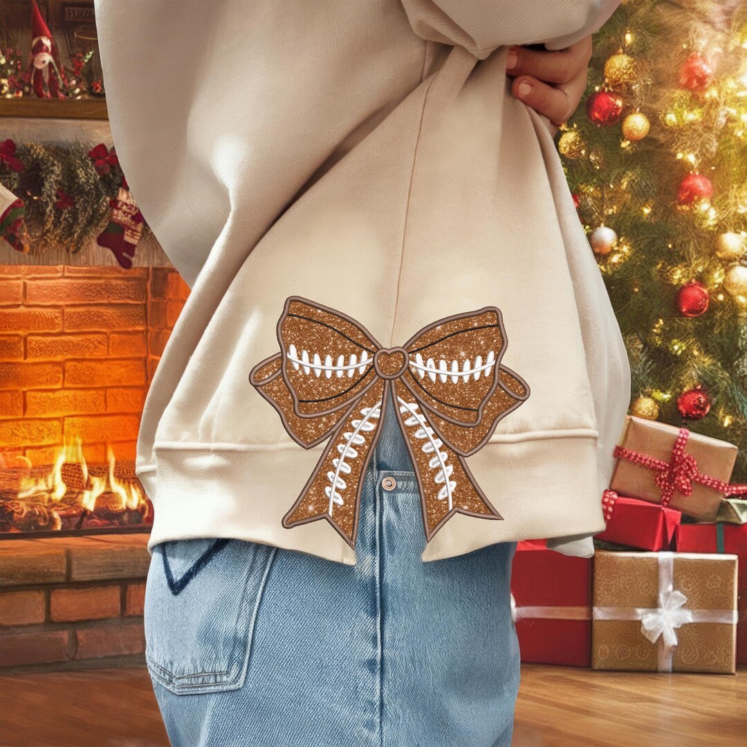Football Side Bow Sweatshirt Design for Machine Embroidery Classic Bow ...