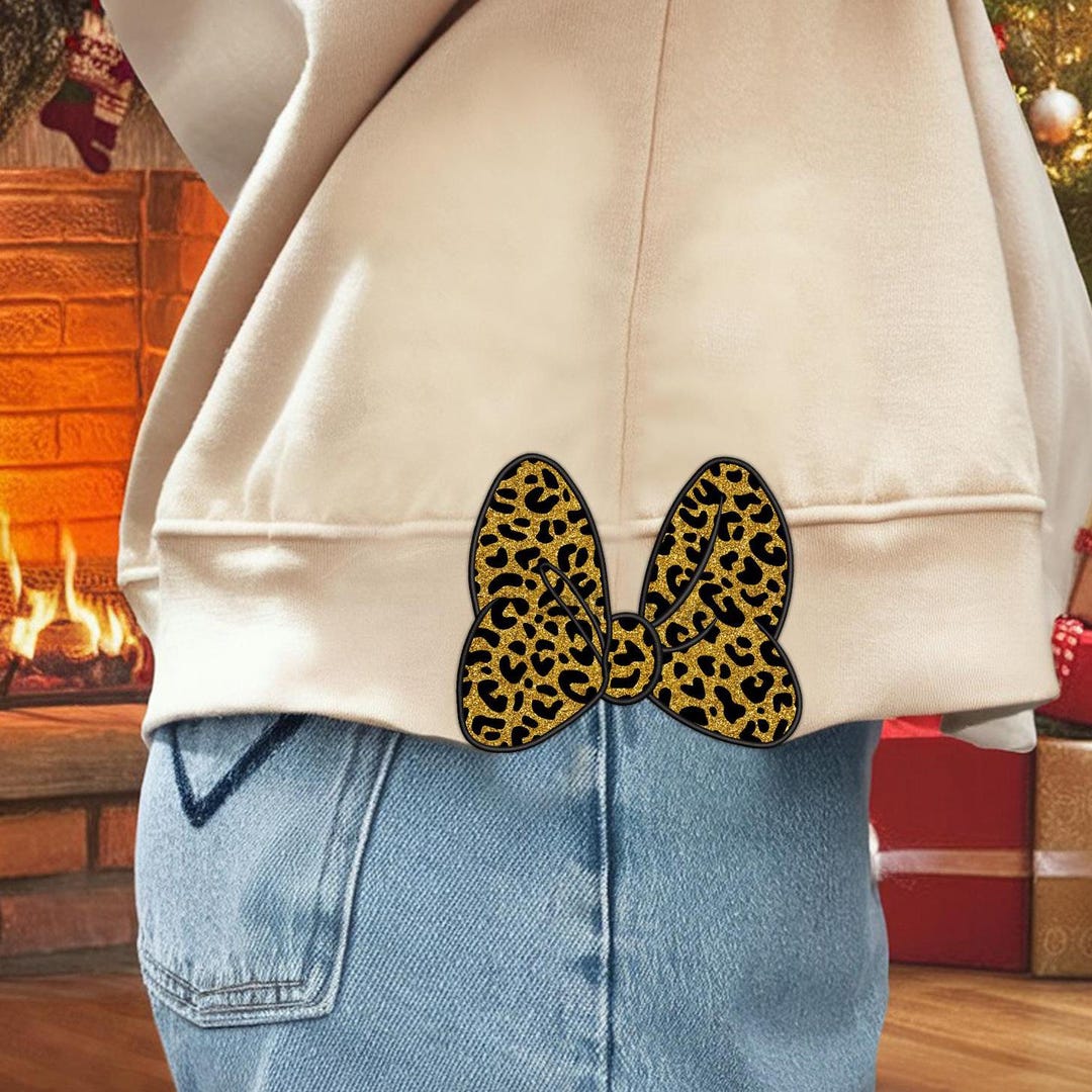 Leopard Side Bow Sweatshirt Design for Machine Embroidery Classic Bow ...