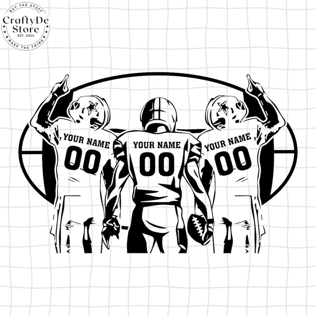 Three Football Players Svg, Personalized Name, Football Team Svg ...