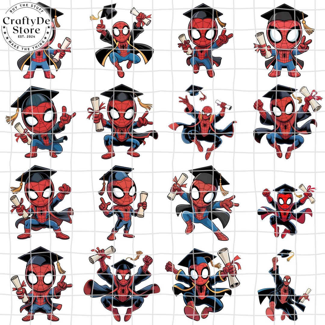 15+ Superhero Graduation 2025 Png Bundle, Cute Cartoon Graduation Cap ...