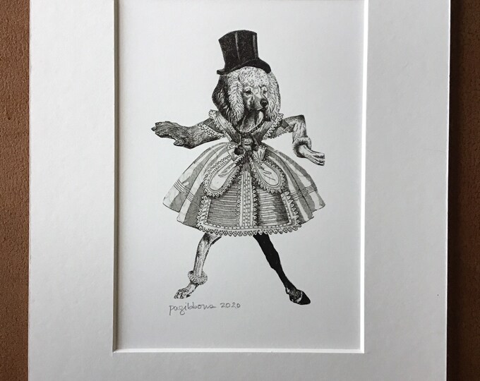 Patti Gibbons Collage Art Print PIERRE French Poodle in Dress ...