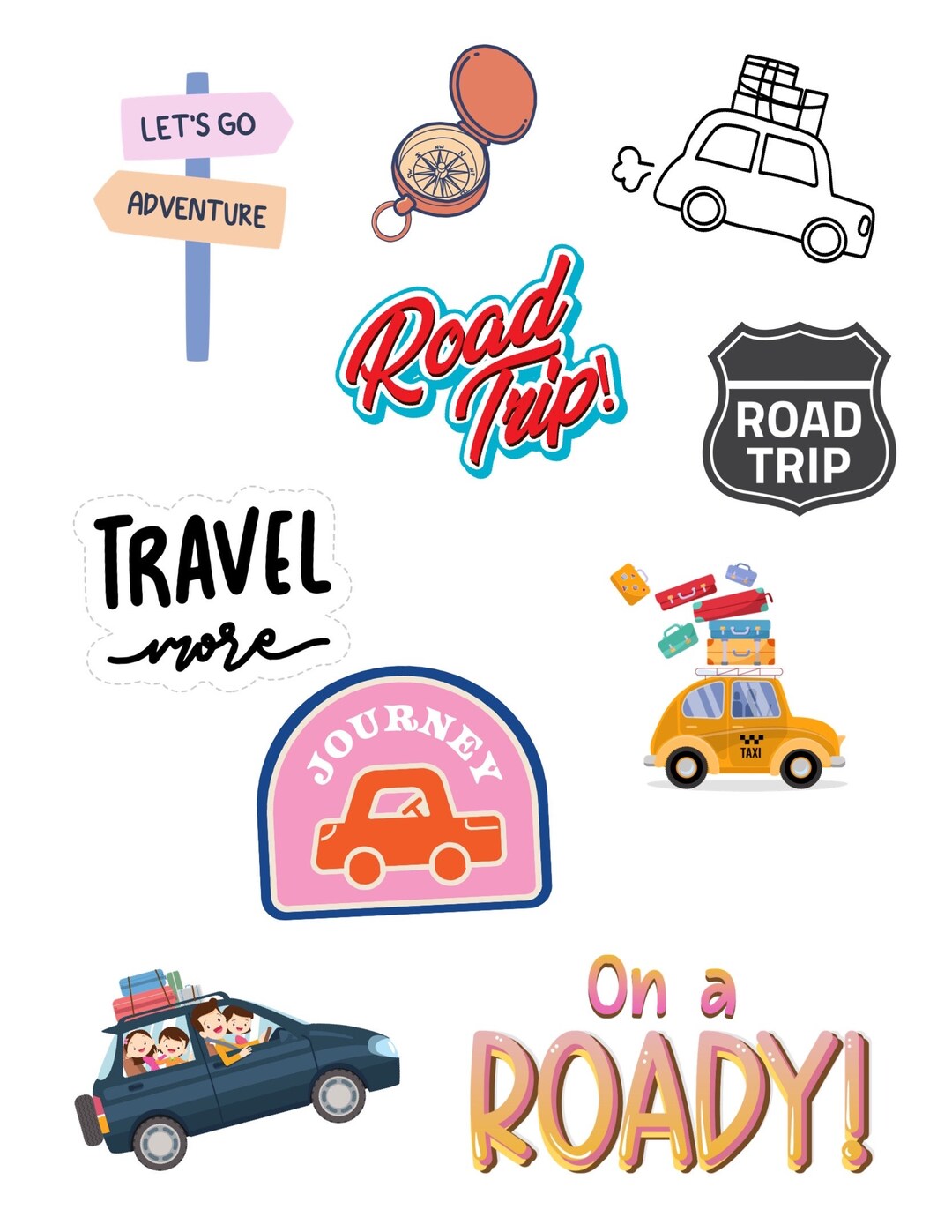 Goodnotes Pre-cropped Road Trip Stickers - Etsy