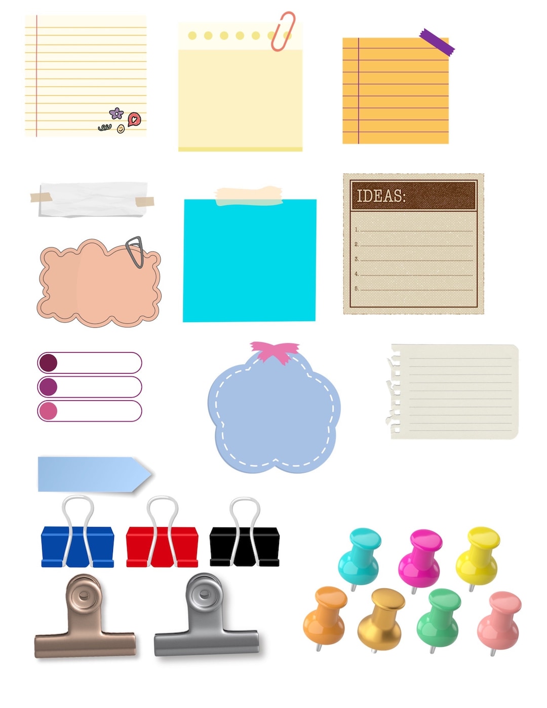 Goodnotes Pre-cropped Post It Notes and Push Pins - Etsy