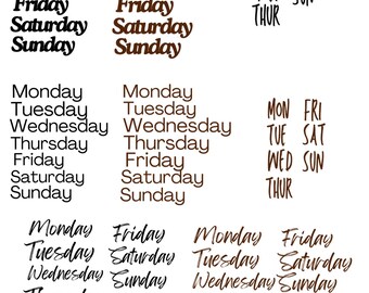 Days of the Week, Pink Aesthetic, Digital Stickers, Digital Planner, Individual Pre-cropped Pngs ...