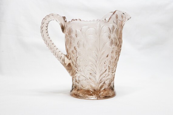 Vintage Purple Cut Glass Decorative Pitcher Embossed Cut | Etsy
