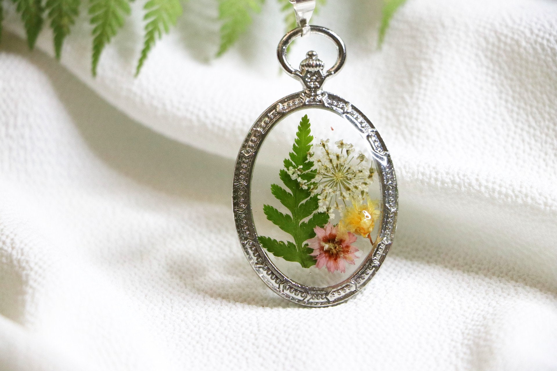 Fern Plant Flower Necklace Valentines Jewelry Necklace Gift | Etsy