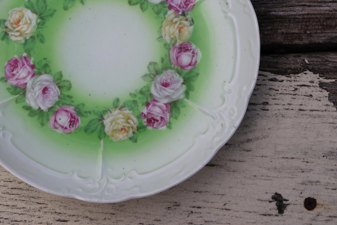 Vintage Roses Plate Three Crown China Germany Floral Plate | Etsy