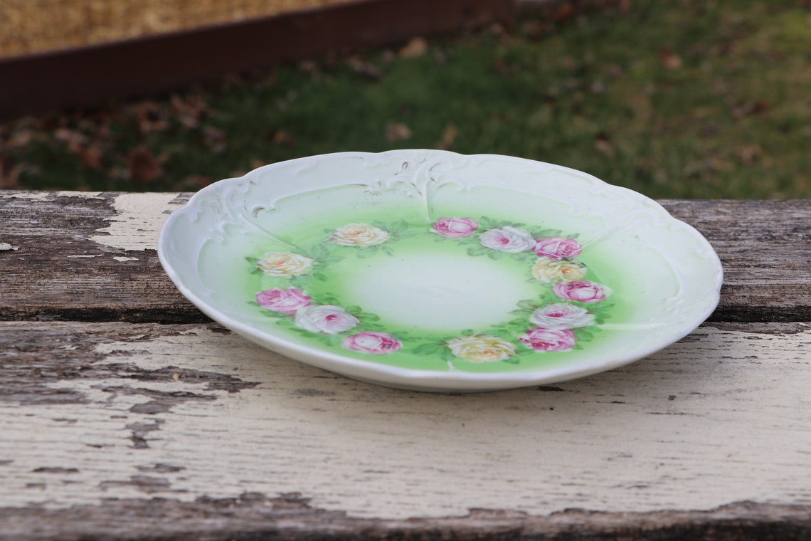 Vintage Roses Plate Three Crown China Germany Floral Plate | Etsy
