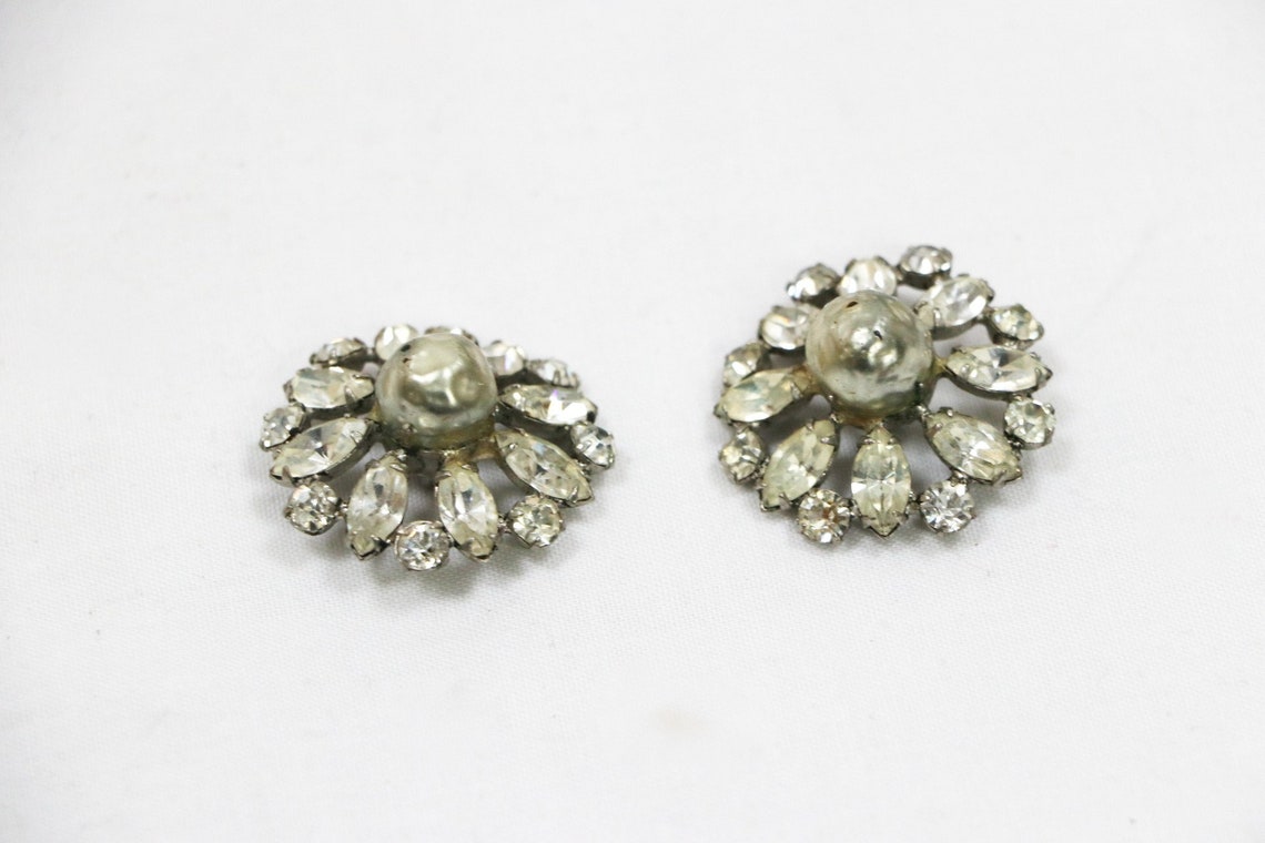 Vintage Rhinestone Buttons Decorative Flower Buttons Floral - Etsy