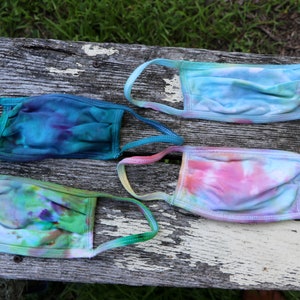 Blue Tie Dye Face Masks, Tie-dye Face Coverings, Tie Dye Cotton Face ...