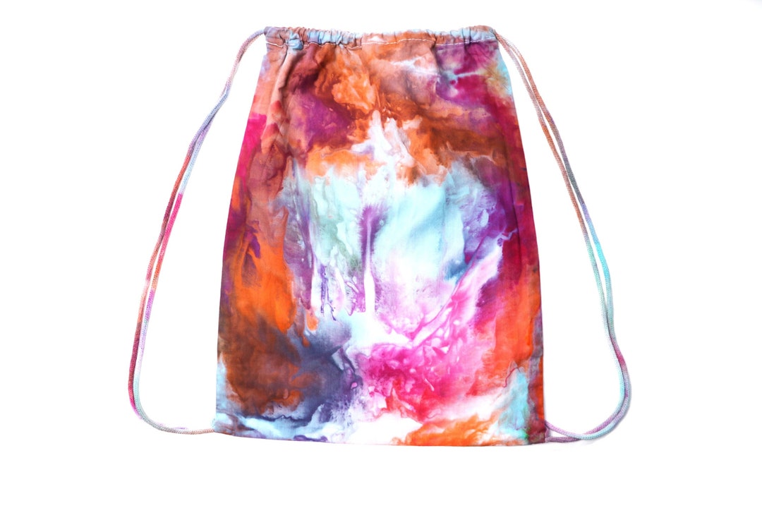 Ice Tie Dye Drawstring Bag, Watercolor Tie Dye Bag, Reusable Bag, Tie ...