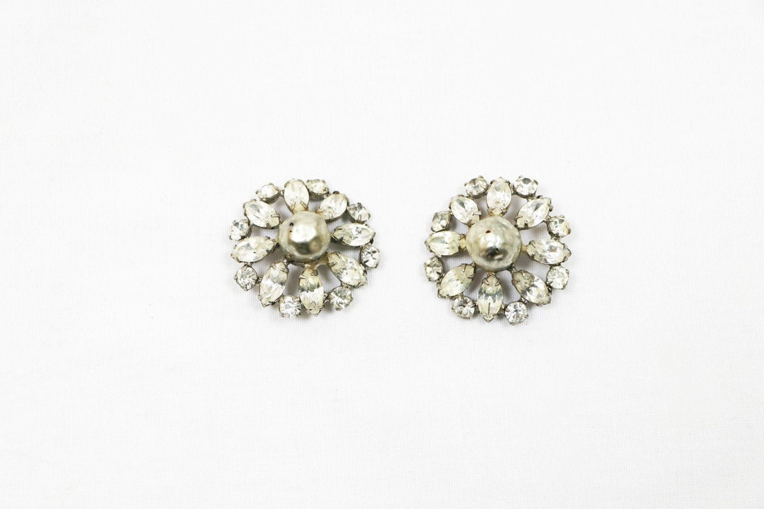 Vintage Rhinestone Buttons, Decorative Flower Buttons, Floral ...
