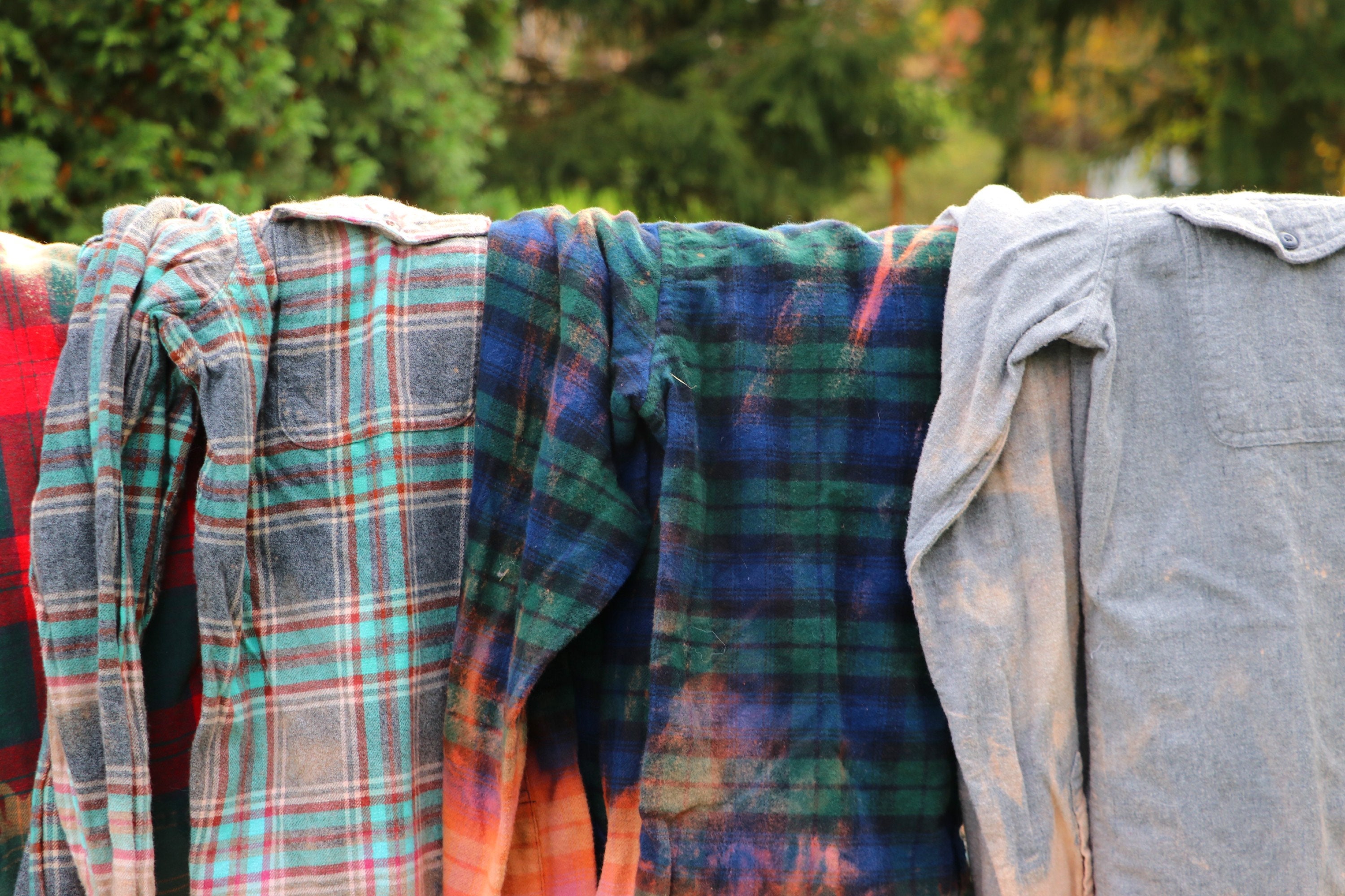 Hand Bleached Flannel Shirt Distressed Upcycled Flannel | Etsy