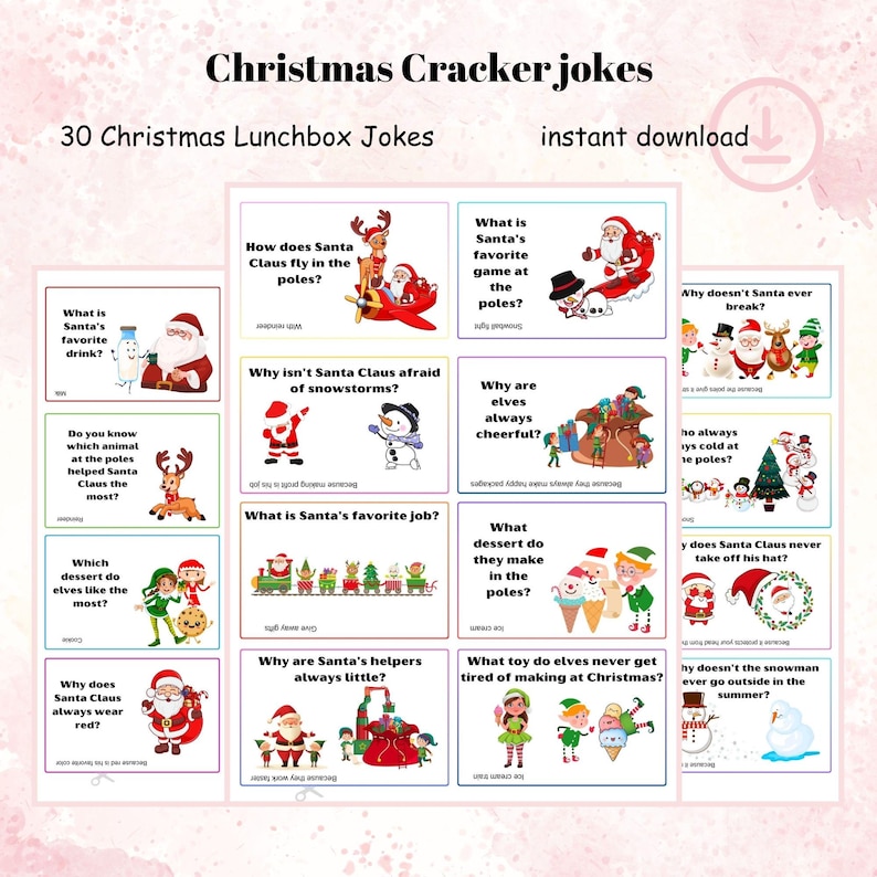 Printable Christmas Joke Cards for Kids, Christmas Lunchbox Jokes ...