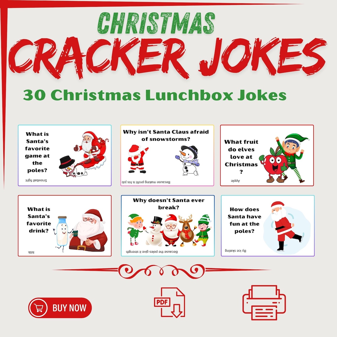 Printable Christmas Joke Cards for Kids, Christmas Lunchbox Jokes ...
