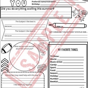 Back to School Get to Know You Download for Teachers, Student Get to ...