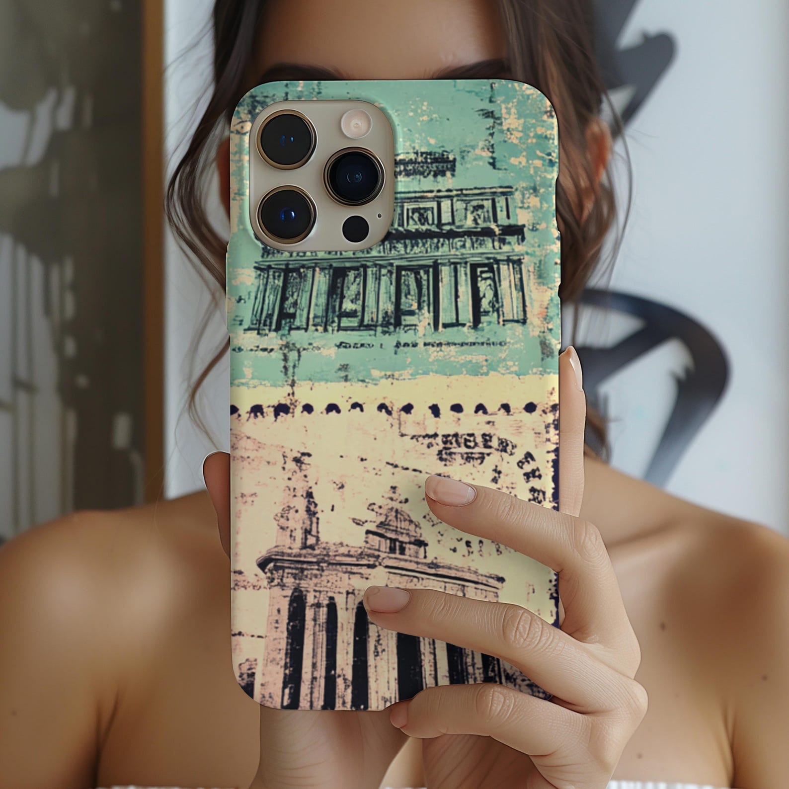 Vintage Grunge Landmark iPhone Case Retro Travel Landmark Collage Cover ...