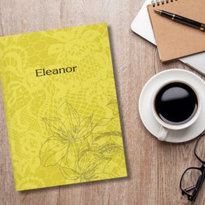 Vintage Yellow Personalized Journal Custom Hardcover Notebook Elegant ...