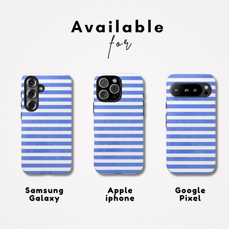 Minimalist Blue and White Stripe Phonecase Blue Watercolor Protective ...