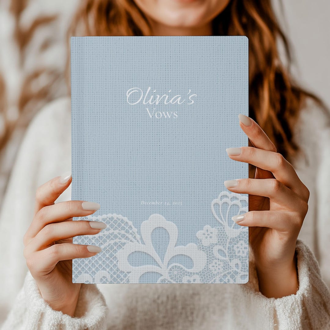 Classic Blue Wedding Vows Book Custom Vow Book His and Her Vows Book ...