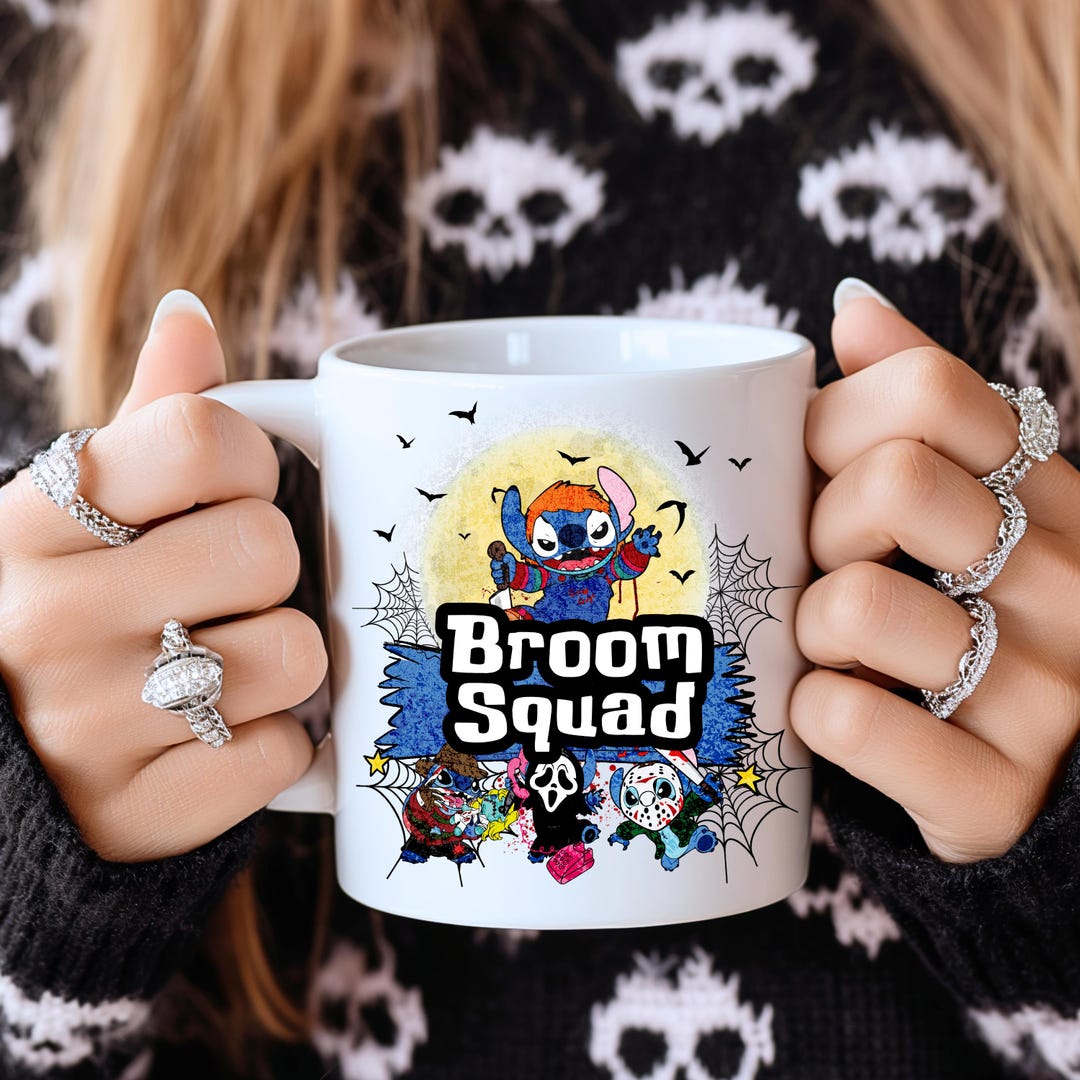 Halloween Monster 'broom Squad' Coffee Mug, Spooky Season Gift - Etsy