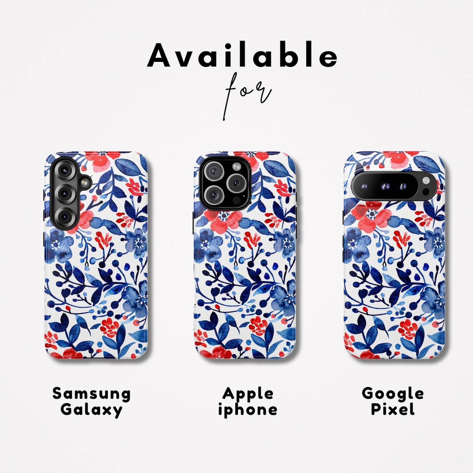 Red & Blue Watercolor Floral Phone Case: Iphone, Samsung, Pixel - Etsy