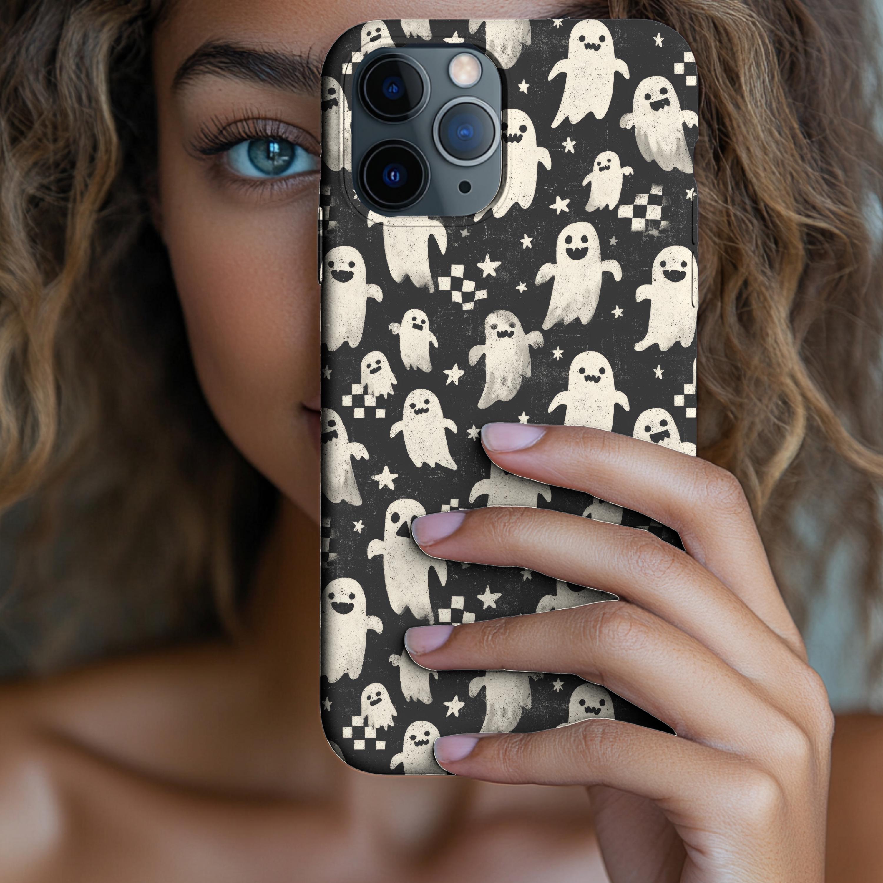 Spooky Halloween Ghost iPhone Case, Aesthetic Black and White Gothic ...