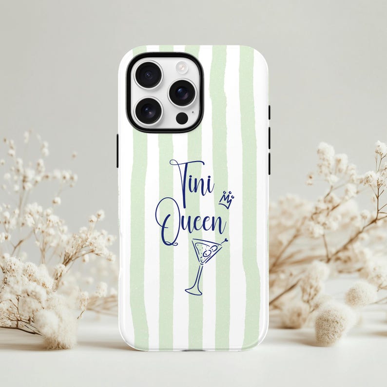 Tini Queen Striped Girly iPhone Case 15 16 Cute Aesthetic Doodle iPhone ...