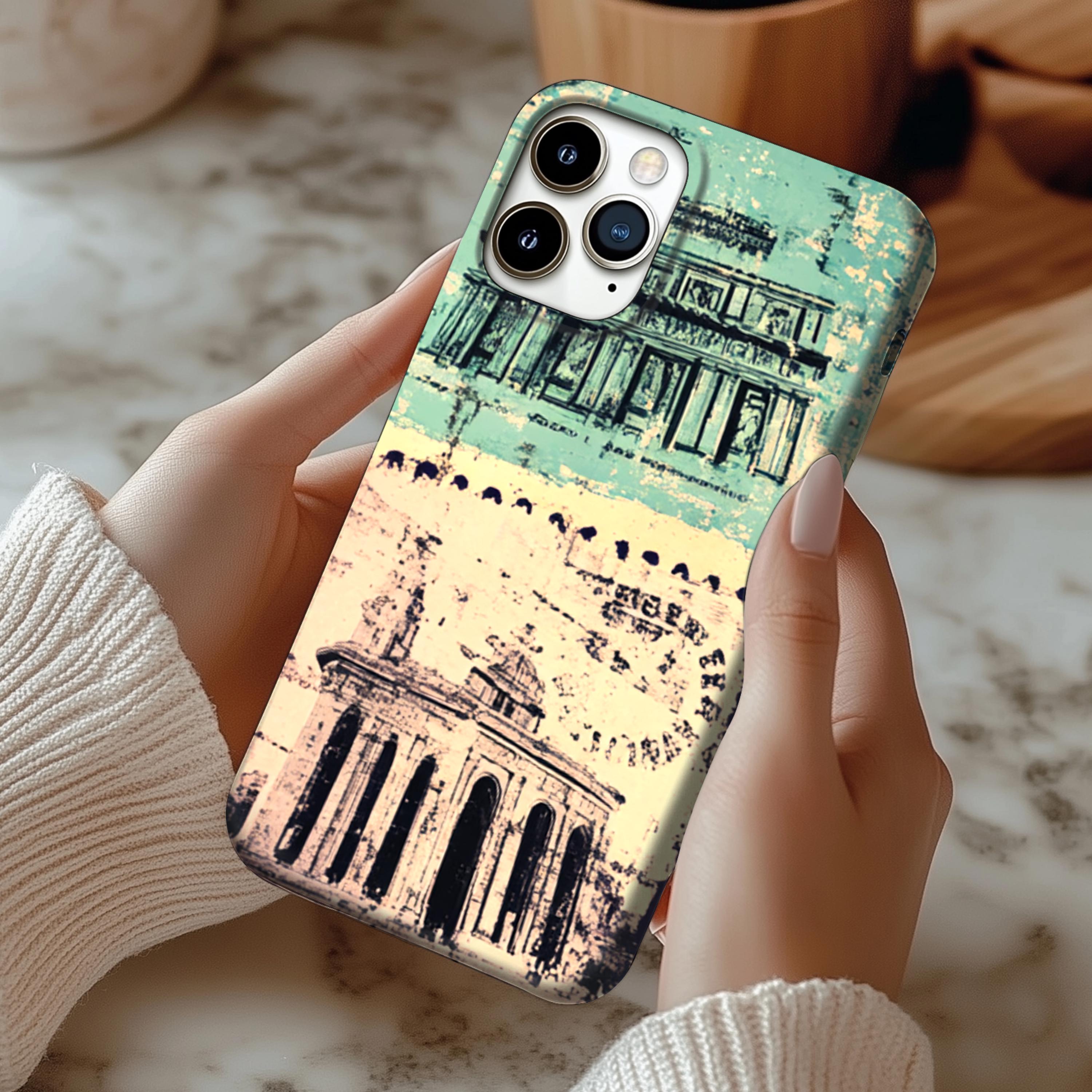 Vintage Grunge Landmark iPhone Case Retro Travel Landmark Collage Cover ...