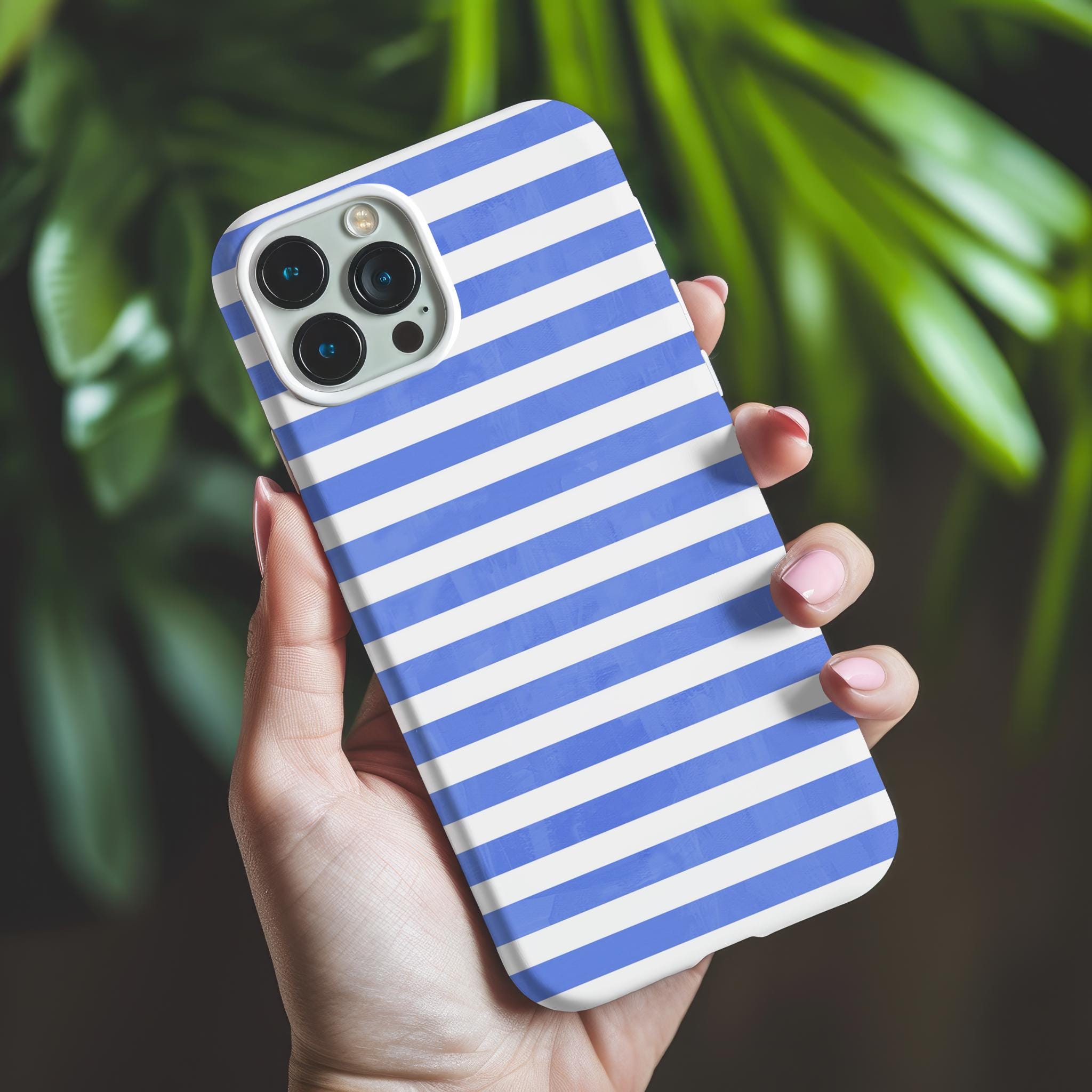 Minimalist Blue and White Stripe Phonecase Blue Watercolor Protective ...