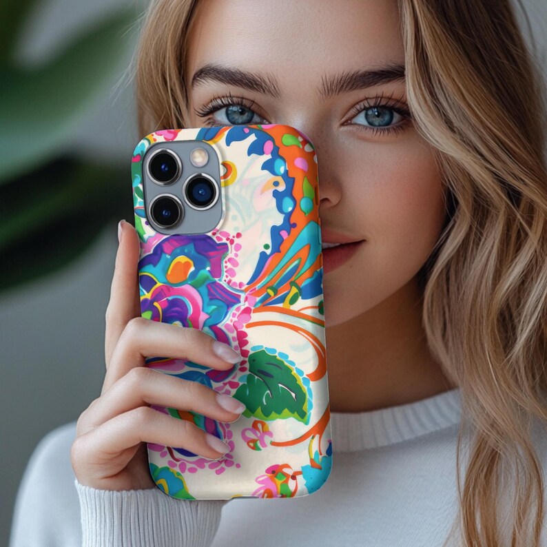 Boho Paisley Watercolor Floral Phone Case iPhone 16 Pro 15 14 13 Samsung Pixel Retro Floral ...