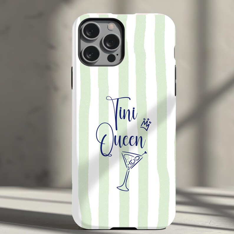 Tini Queen Striped Girly iPhone Case 15 16 Cute Aesthetic Doodle iPhone ...