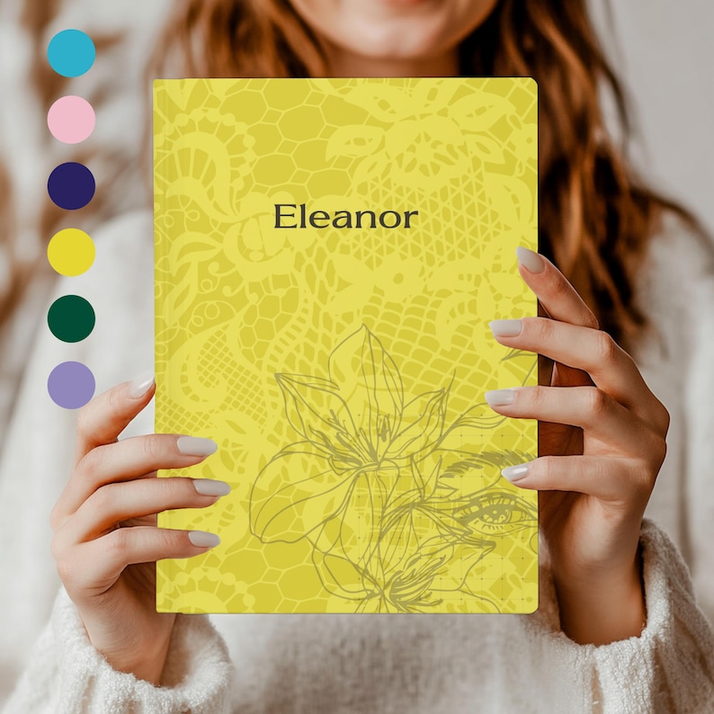 Vintage Yellow Personalized Journal Custom Hardcover Notebook Elegant ...
